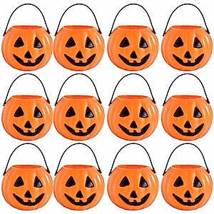Amscan 2 Pack Pumpkin Plastic Treat Pails | Each Pack Contains 12