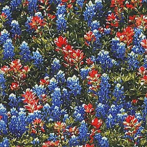 Quality Fabric Flowers Texas Wild Bluebonnets on Cotton by The 1/4 Yard (18x22)