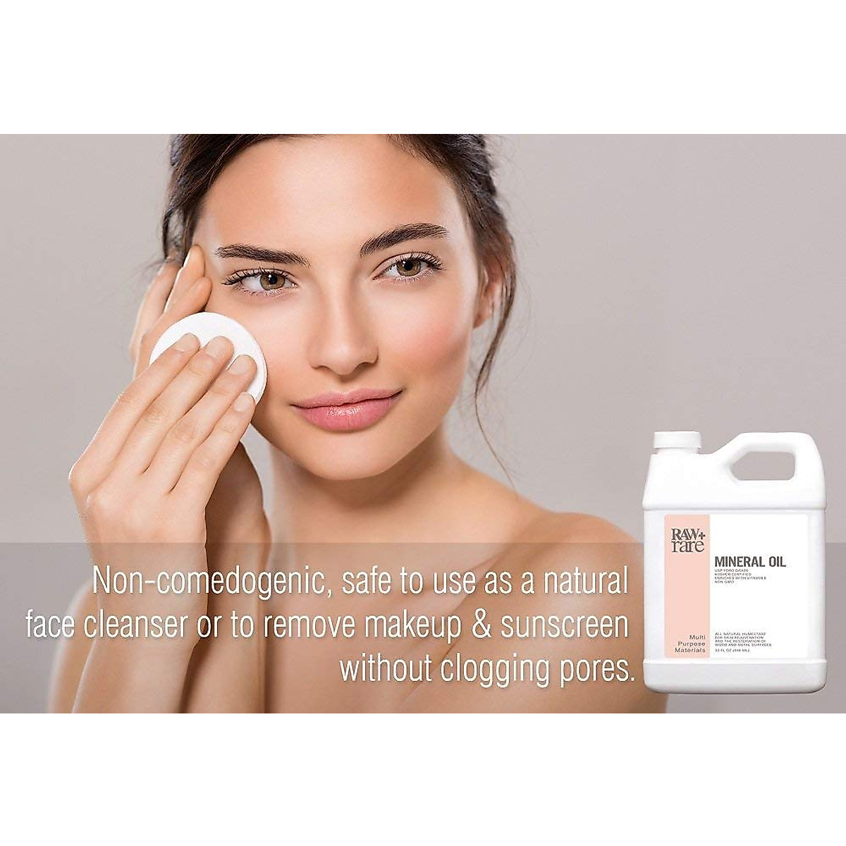 Raw Plus Rare Vegan Food Grade Mineral Oil, Safe for Wood Cutting Board, Butcher Block, Bamboo Cutting Board, and Knife Blade Oil, Cast Iron Tools Conditioner 32 oz