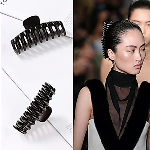 Hair Claw Clips for Thick Hair - 4pcs 4.3’’ Plastic Nonslip Jumbo Hair Clips Strong Hold Hair Jaw Clips Big Hair Clips French Design Hair Styling Accessories for Women Girls(3 Packs) (Black-4P)
