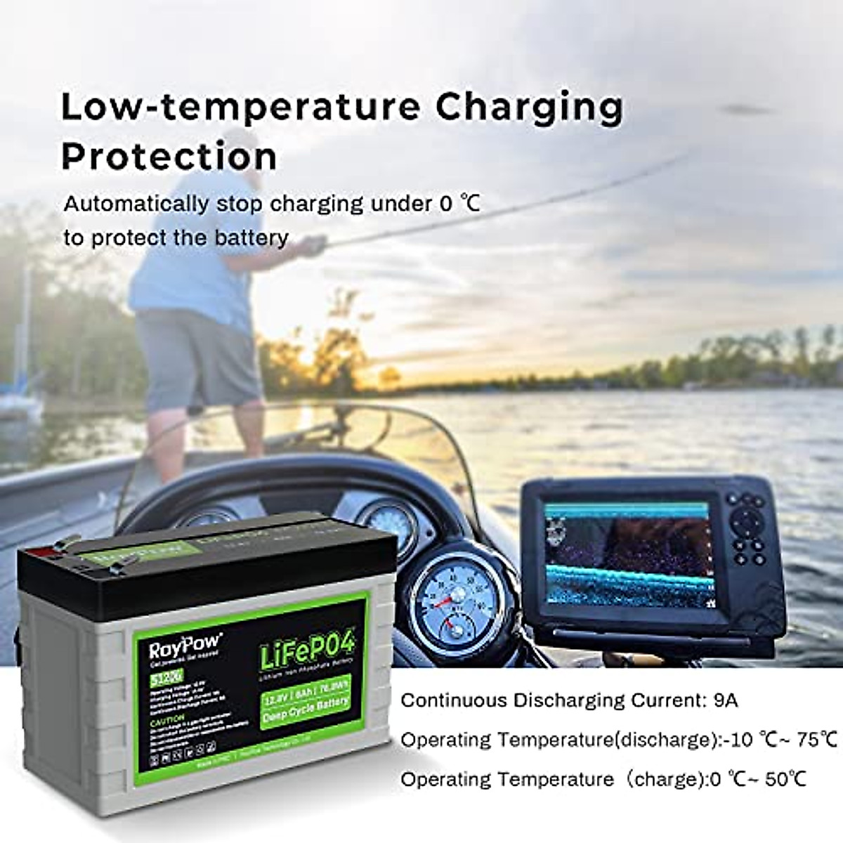 12V 6Ah LiFePO4 Lithium Battery, RoyPow 12V 6Ah LiFePO4 Battery 3500 Cycles 12V Deep Cycle LiFePO4 Battery with Low-Temperature Cut-Off, 9 Amp Discharge Rate for Power Wheel, Scooters, Fish Finders