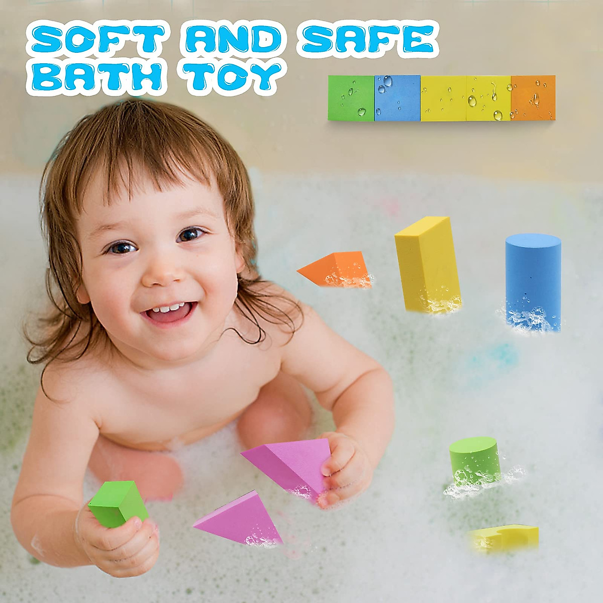 Grarg Foam Bath Blocks Toys for Toddlers 3-5,Non-Toxic & BPA Free Soft Stacking Baby Building Blocks Toys Gift for 3 4 5 Years Old Girls Boys Educational(38 PCS)