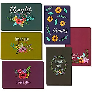 48 Pack Floral Thank You Cards with Envelopes, Blank Thank You Greeting Notes Bulk Box for Baby Shower, Bridal Shower, Graduation, Birthday & Wedding, 4x6 in