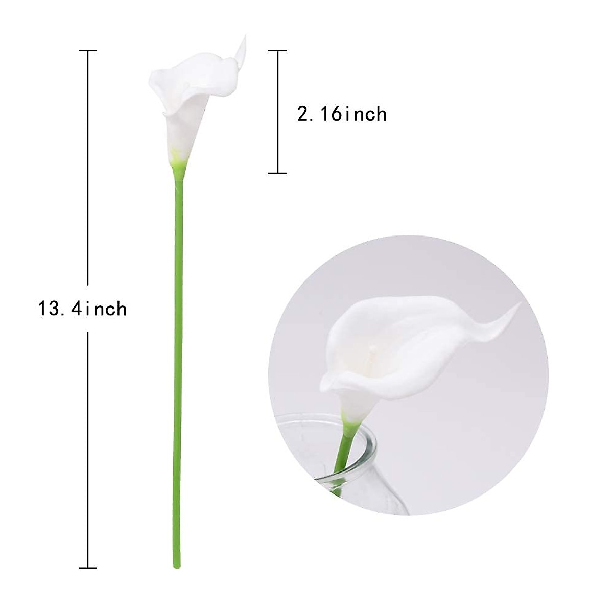 IPOPU 24PCS Artificial Flowers Fake Calla Lily Flowers Real Touch Calla Lily Faux Flowers Arrangement Bouquet for Home Garden Office Party Wedding Bouquet Centerpieces Flower Home Decoration (White)