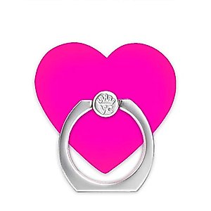 Velvet Caviar Cell Phone Ring Holder - Finger Ring & Stand - Improves Phone Grip Compatible with iPhone, Galaxy and Most Smartphones (Neon Pink Heart)