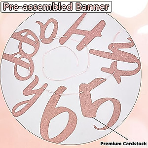 WOJOGO 65th Birthday Decorations for Women, Rose Gold 65 Birthday Decorations For Women, Happy 65th Birthday Banner Hanging Swirls Birthday Cake Topper Balloons Decor Kit for Party Supplies