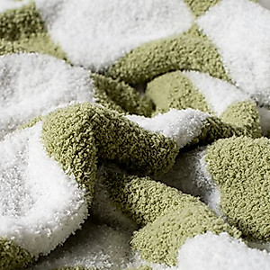 Xinyonxin Checkered Blanket Soft Lightweight Fuzzy Checkered Throw Blanket Fluffy Reversible Microfiber Checkerboard Blanket Warm Cozy Decor for Home Bed Couch (Sage Green, 50''x60'')