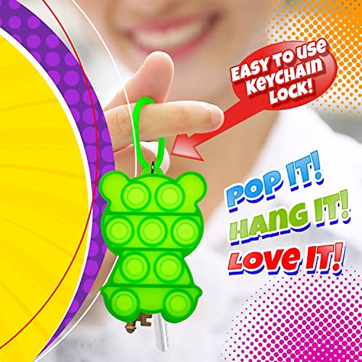 JA-RU Pop It Keychain Bubble Fidget Toy (144 Units Assorted) Sensory Toys Push Cheap Popper Popping Toy Cheap Popper Fidget Toy Pack Stress Relief Toy Game Birthday Party Favors Stuffers 4781-144s