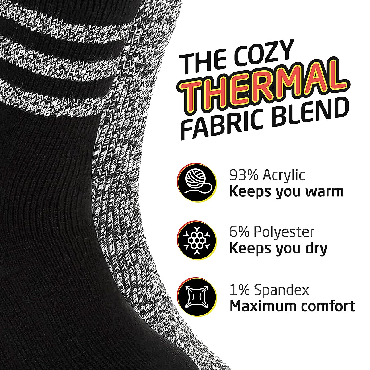 Hot Feet Men's 2 Pairs Heavy Thermal Socks