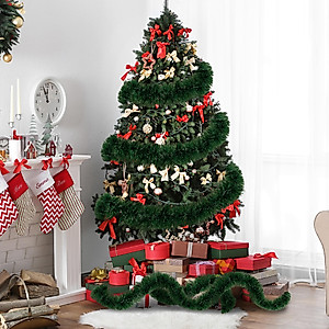 Sggvecsy 49.2Ft Christmas Dark Green Tinsel Garland Xmas Tree Decorations Christmas Metallic Twist Garland Ceiling Hanging Decorations for New Year Party Birthday Holiday Indoor Outdoor Supplies