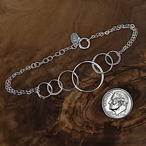 EFYTAL 60 Birthday Gifts, 925 Sterling Silver 6 Ring Bracelet for Women, 6 Circles Jewelry, Gifts for 60 Year Old, 60th Birthday Gifts for Mom