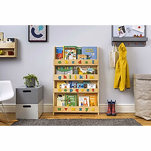 Tidy Books - Kids Bookshelf | White | Wall Bookshelf for Kids with 3D Alphabet Color | Montessori Materials | Wood Bookcase | 45.3 x 30.3 x 2.8 in | ECO Friendly | Handmade - The Original Since 2004