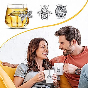 Tea Infusers for Loose Tea 3 Sets Loose Leaf Tea Steeper Tea Strainer Stainless Steel Tea Ball for Loose Tea Holder Tea Mesh Strainer Tea Filters with Drip Trays and Pendant (Insects Style)