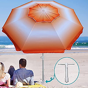 AMMSUN 6.5 ft Beach Umbrella with Sand Anchor,Portable Beach Umbrellas for Sand Heavy Duty Wind,UV 50+ Sun Protection Umbrella for Beach Patio Garden Outdoor,Carry Bag (Orange)