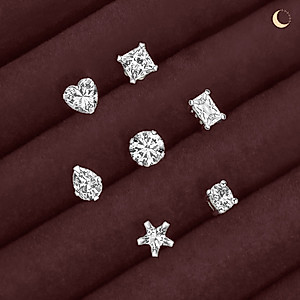 Lumini Crystals Women 925 Sterling Silver White Crystal Stud Earrings: Austrian Crystal Teardrop Shape