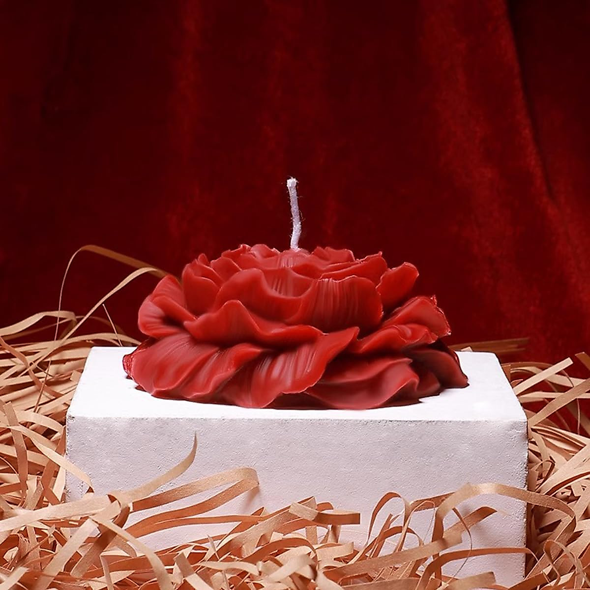 4 Pcs Low Temperature Candles Red Rose Flower Shaped Scented Candles Low Heat Romantic Wax Play Candles for Lovers Couples Wedding