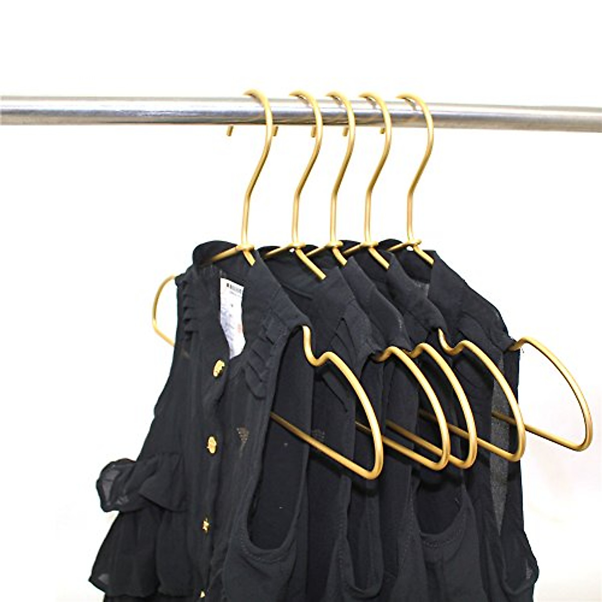 Koobay 12.6" Gold Metal Kids Baby Hangers 30Pack, Non Slip Suit Coated Wire Children Clothes Hangers Closet Storage, Space Saving for Toddler Coats Infant Hangers