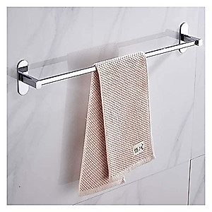 Towel BAR Rack Stainless Steel Chrome Towel Rack,Wall Mounted Towel Rails Bathroom Bar,Kitchen Toilet Towel Holder,No Drilling/50Cm (Size : 40Cm)