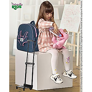 Naturally KIDS Dinosaur Backpack - Dinosaur Toys for Kids 3-5 - Kids Suitcase for Boys Girls w Stuffed Animal - Gifts for 7 Year Old Boy - w Pockets & Reflective Logo - Rolling Backpack w Pink T Rex