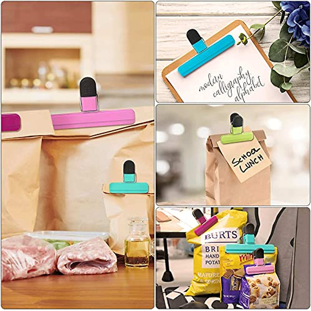 10PCS Large Chip Clips, Bag Clips, Food Clips, Sealing Clips (3 Large & 7 Small Size) , Heavy Duty Bag Clips for Food Storage with Air Tight Seal Grip, PPKKAI