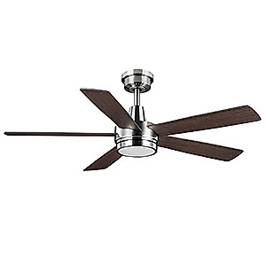 Hampton Bay Fanelee 54 in. White Color Changing Integrated LED Brushed Nickel Smart Ceiling Fan with Light Kit and Remote Control