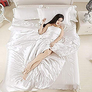 Cotton Home Depot Luxury 3-Piece Satin Lightweight Solid Comforter Set with 2 Pillow Shams 3-Piece Set Hotel Quality Bedding Set Ivory Short Queenn