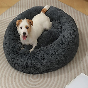 Hengruiyuan Cat Beds for Indoor Cats Plush Fluffy Round Donut Cat and Dog Cushion Bed for Small Medium Dogs and Cats Kittens Puppy Calming Dog Cat Bed for 3KG pet