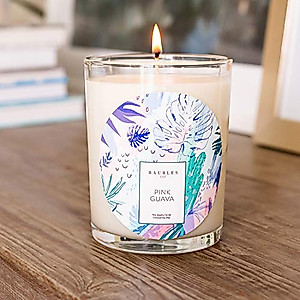 Kate Bissett Baubles Pink Guava Scented Premium Candle and Jewelry with Surprise Pendant Inside | 18 oz Large Candle | Made in USA | Parrafin Free