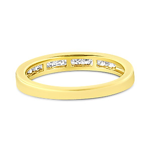 Haus of Brilliance 10K Yellow Gold Plated .925 Sterling Silver 1/4 Cttw Channel Set Round Diamond 11 Stone Wedding Band Ring (K-L Color, I1-I2 Clarity) - Size 7