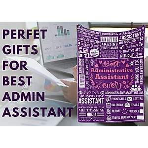 InnoBeta Administrative Professional Day Gifts for Administrative Assistant, Bed Flannel Plush Blanket For Women/Men (50"x 65") - Best Administrative Assistant Ever - Purple