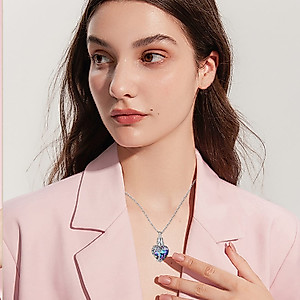 Odinstone Tree of Life Urn Necklace for Ashes, Heart Crystal Urn Necklace for Women, Sterling Silver Cremation Jewelry for Ashes (Purple 03)