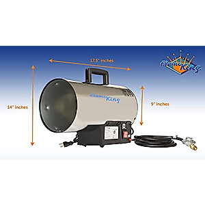 Flame King 60,000 BTU Portable Propane Forced Air Heater Outdoor Great for Jobsite, Construction, Garage, Patio, Stainless Steel