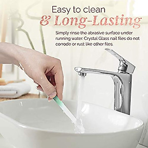 ClassyLady Glass Nail File - Crystal Nail File, Filing Board for Professional Fingernail Care and Smooth Precise Filing, Easy to Clean - Yellow/Pink with case