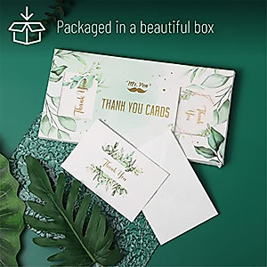 Mr. Pen- Thank You Cards with Envelopes, 20 Pack, 4” x 6”, Greenery Gold Foil Design, Thank You Notes with Envelopes Set, Thank You Cards Wedding, Blank Thank You Cards with Envelopes