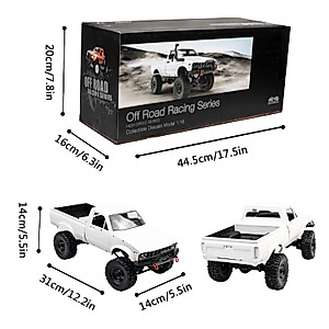 LEOSO WPL C24 Crawler RC Car 1/16 RC Rock Crawler RC Truck 4x4 with 3 Upgraded 1200mah Battery 2.4GHz 4WD Remote Control Crawler Off-Road Pick-up Truck RTR for Men (wpl c24 white)