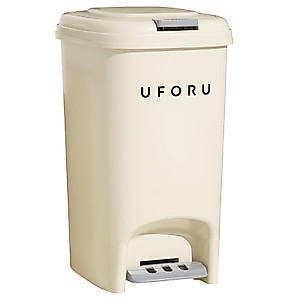 Kitchen Trash Can 6 Gallon Odor Resistant Medium Plastic Trash Can Hands-Free with Pedal and Trash Bag Ring, 6 Gallon Milky White