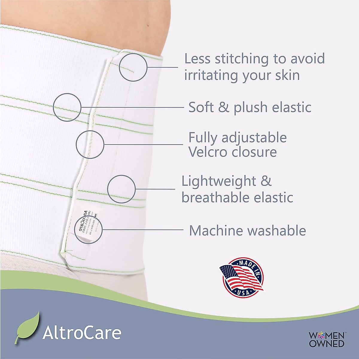 AltroCare Postpartum & Post Surgery Abdominal Binder. Support Recovery after C-Section, Natural Birth, Hysterectomy, Hernia. 3 Panel design, Size L/XL (45" to 60").