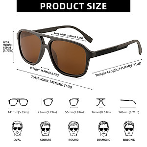 JIM HALO Polarized Aviator Sunglasses Men Women Vintage Square Driving Glasses (Matte Coffee Frame/Polarized Brown Lens)