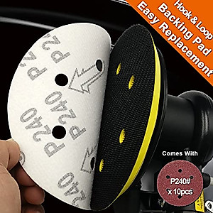 MOMODA Professional Air Random Orbital Sander, 6 inch Dual Action Pneumatic Sander Suitable for Heavy Duty and Connect to Vacuum Cleaner