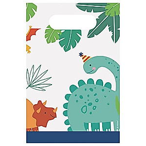 Amscan 9912588 - Dino-Mite Dinosaur Party Paper Loot Bags - 8 Pack