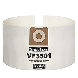 SpaceTent 6 Pack Ridgid VF3501 Filter Bags, Compatible with Ridgid 3 to 4.5 Gallon Dust Bags/ Dry Vac Bags, Fine Dust Bags Part# RIDGID VF3501 / WORKSHOP WS32045F
