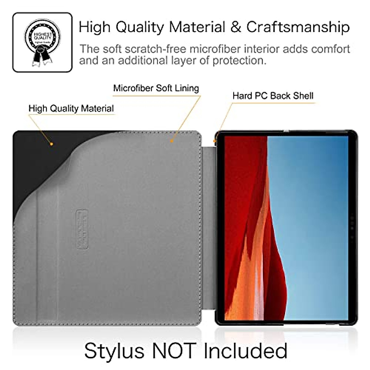 Fintie Case for Microsoft Surface Pro X (2021/2020/2019) - Hard Shell Slim Portfolio Cover Compatible with Type Cover Keyboard for 13 Inch New Surface Pro X (SQ1/SQ2), Marble Pink