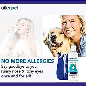 Allerpet Dog Allergy Relief w/Free Applicator Mitt & Sprayer - Best Pet Dander Remover for Allergens - for Canine Dry Skin Treatment - Good for Fur & Skin - (12oz)