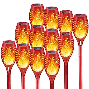 KYEKIO 12Pack Solar Flame Torch Lights for Outside Decor, Outside Solar Lights for Yard, Garden Lights Solar Powered Waterproof, Outdoor Decoration for Garden Yard Porch Pool Patio Decor Luces Solares