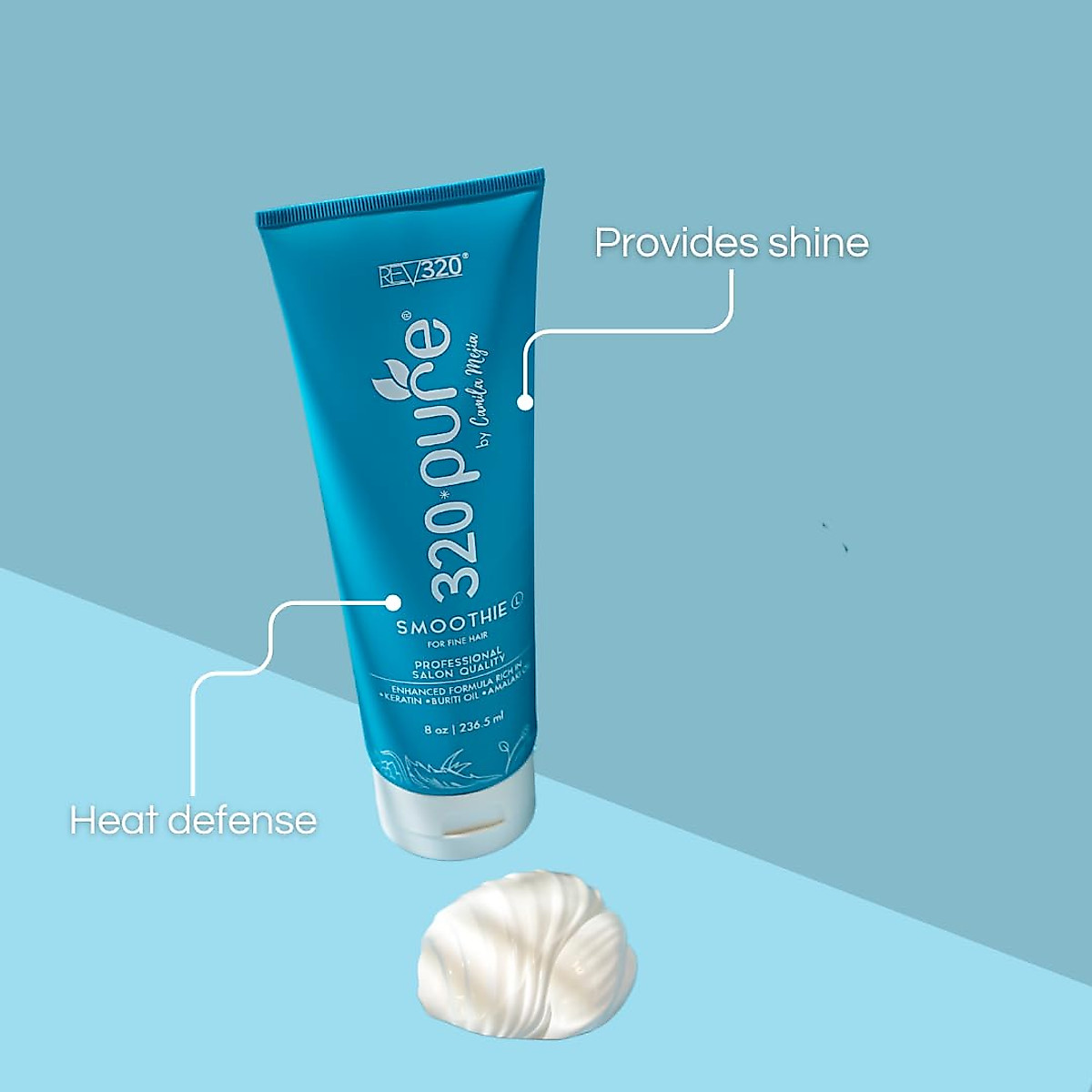 320Pure Smoothie Leave In Conditioner For Fine Hair 8oz, Sulfate Free, Color Safe & Lightweight Formula, Deep Repair Moisturizing Detangler for Fine, Frizzy, Curly, Thick, Wavy, Dry & Damaged Hair