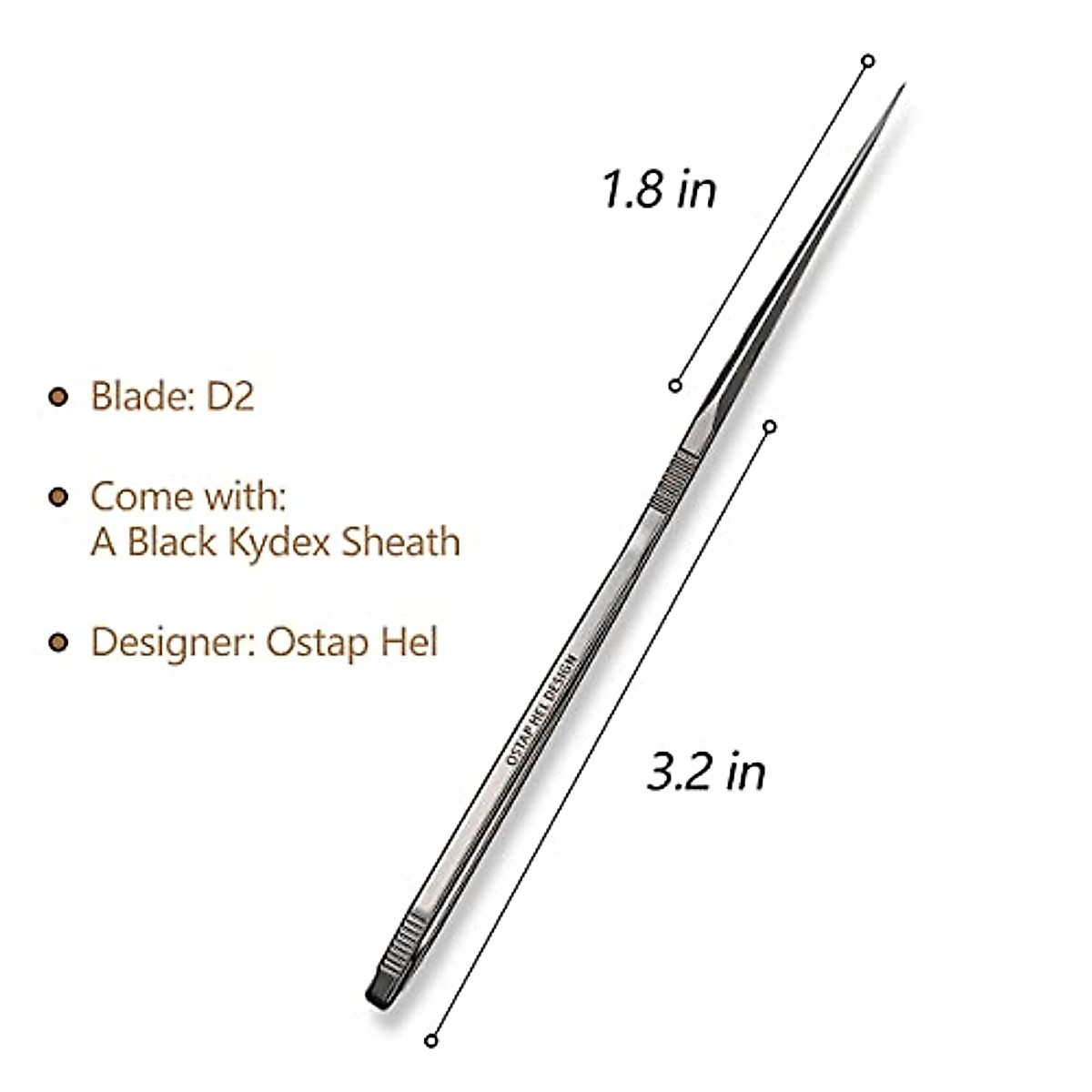 CIVIVI D-Art Neck Knife, Ostap Hel D2 Fixed Blade with a Kydex Sheath and a chain, Utility Knife Box Cutter for Cartons Cardboard Boxes C21001-1