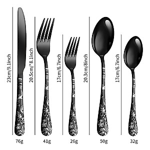 IKXO 35 Piece Silverware Set,Stainless Steel Silverware Set, Modern Sleek Flatware Set, Include Knife/Fork/Spoon & Long Teaspoon/Salad Fork Mirror-Polished & Dishwasher Safe Cutlery
