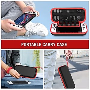 Switch Carrying Case Compatible with Nintendo Switch and New Switch OLED Console, Switch Case Protective Hard Shell Portable Switch Travel Case, Switch Carrying Case for Accessories and Games Black
