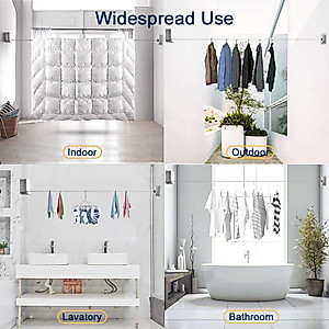 Retractable Clothesline Indoor Cord 11.5 Feets，Wall Mounted 304 Stainless Steel Clothes Line Dryer with Heavy Duty Adjustable Stainless Steel Rope String for Hanging Drying Bathroom,Laundry (Silver)