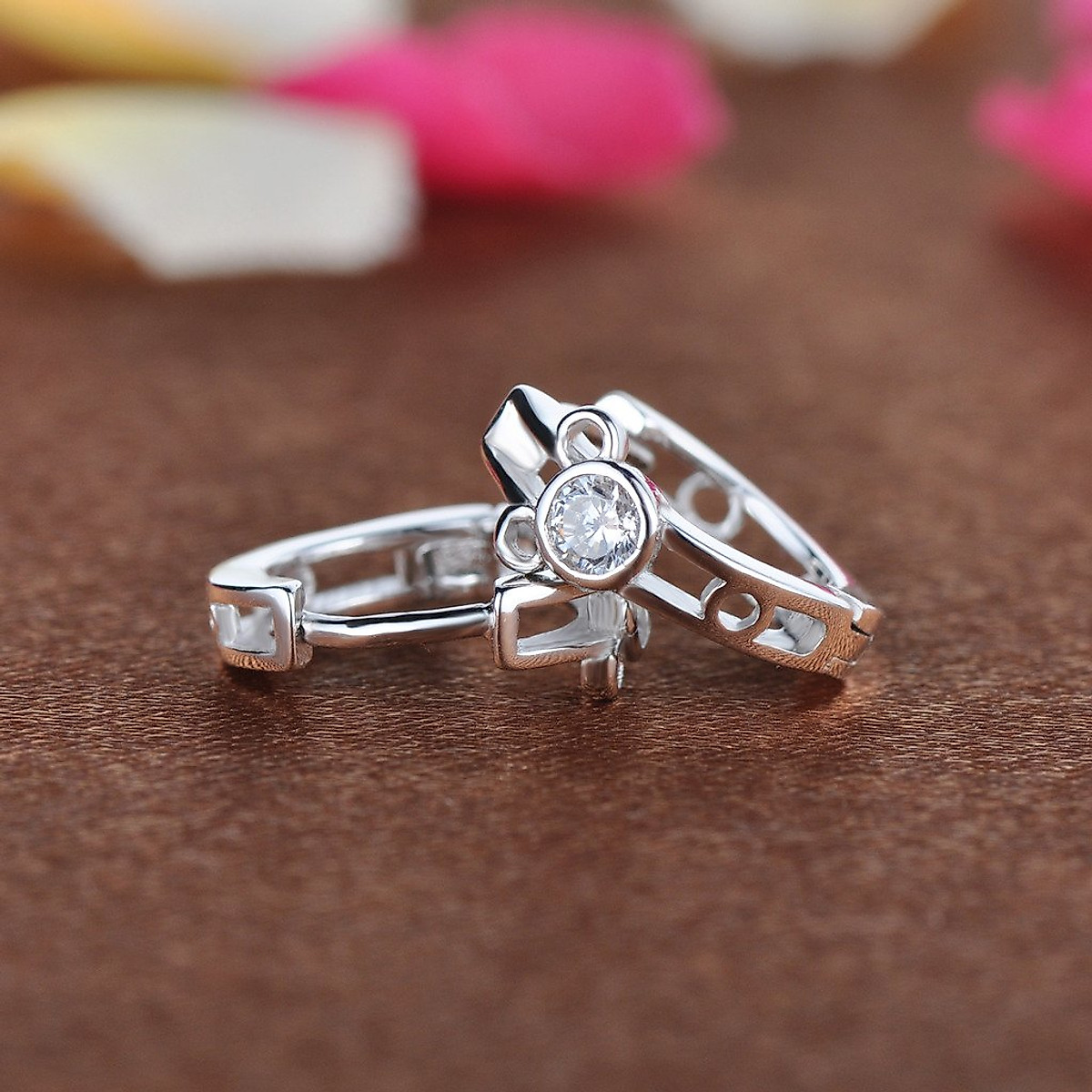 Infinite U Huggie Earrings 925 Sterling Silver Small Hoop for Women (Mouse)